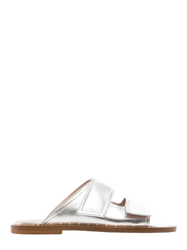 SCAROSSO Karen Metallic Slide Sandals - Grey