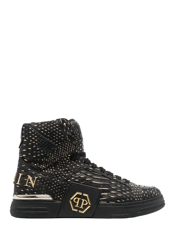 Philipp Plein Snakeskin-effect High-top Sneakers - Black
