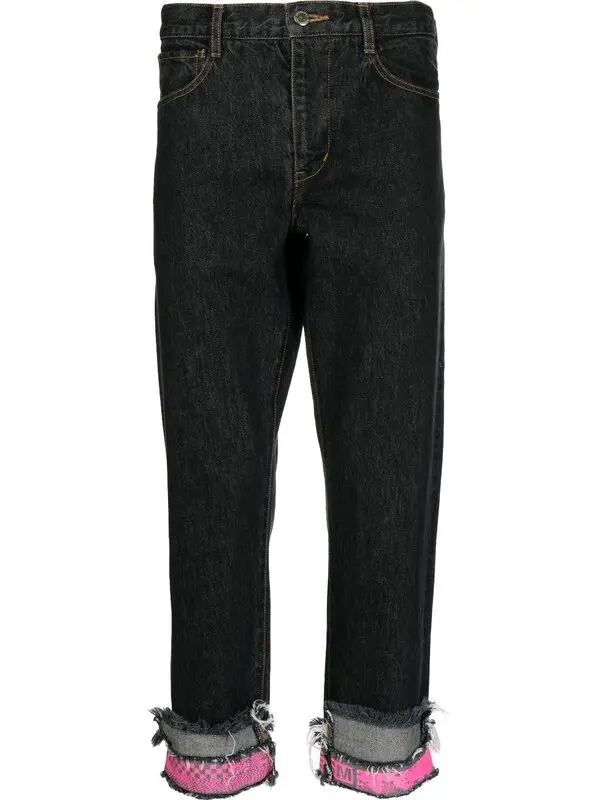 Facetasm Cropped Patchwork Jeans - Black