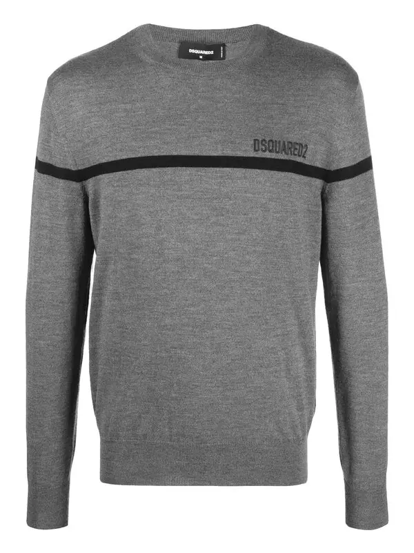 Dsquared2 Logo-embroidered Wool Jumper - Grey