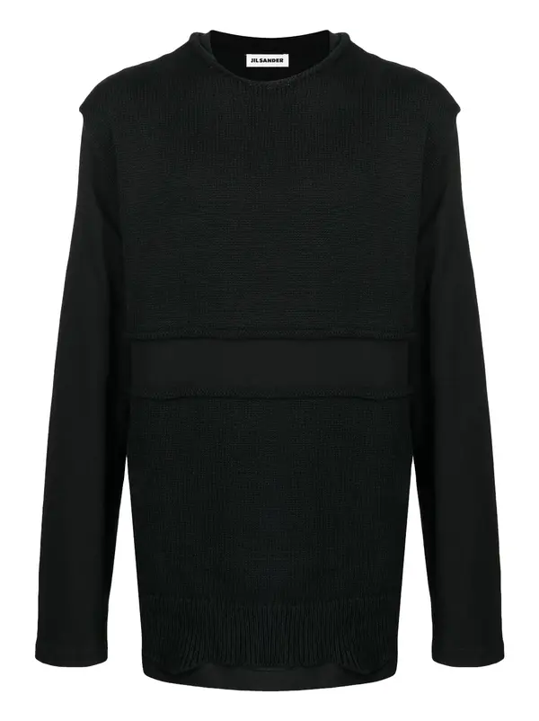 JIL SANDER Layered Knit Sweatshirt - Black