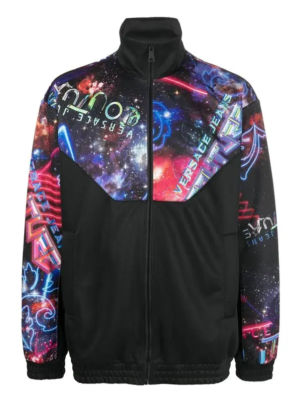 Versace Logo Digital-print Bomber Jacket - Black
