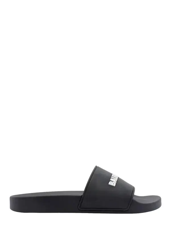 Balenciaga Logo Pool Slides - Black