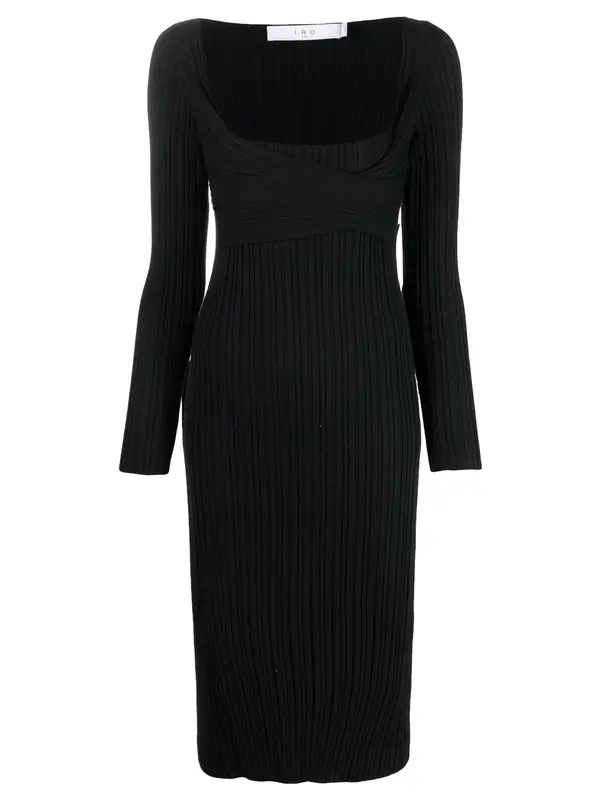 IRO PARIS Ribbed-knit Midi Dress - Black