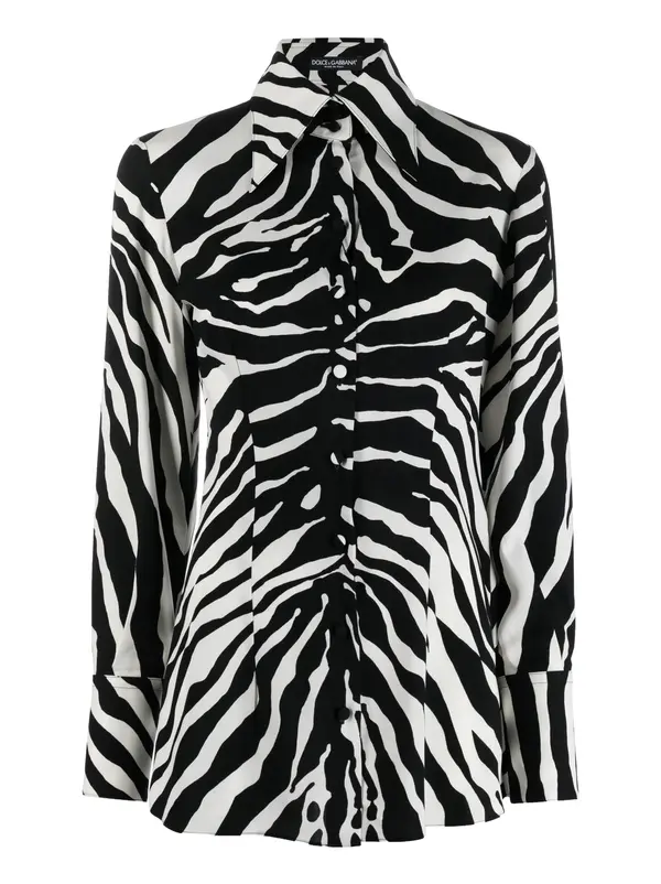 Dolce & Gabbana Zebra-print Silk Shirt - Black