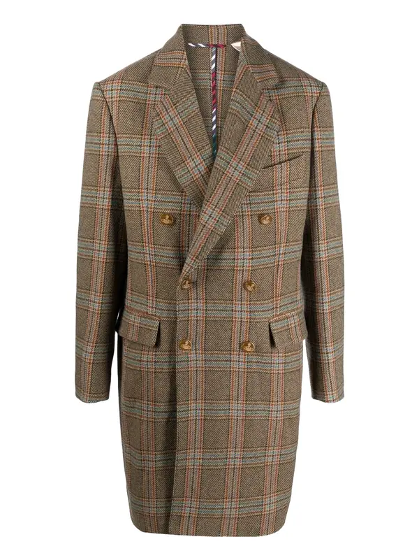 VIVIENNE WESTWOOD Check Double-breasted Coat - Neutrals