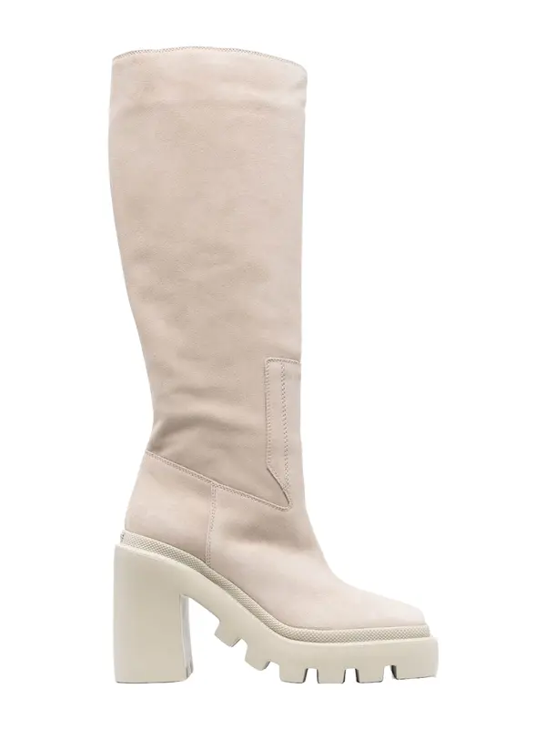 VIC MATIE Square-toe Knee-length Boots - Neutrals