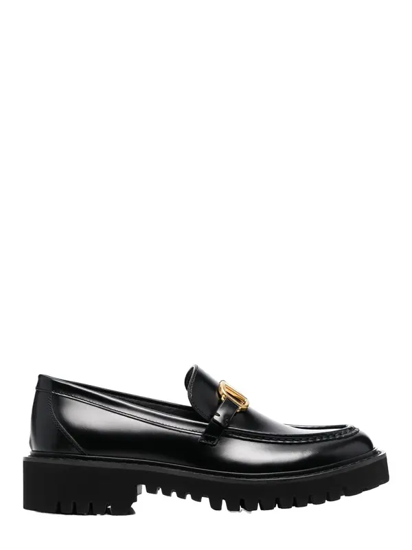 Valentino Garavani Vlogo Signature Leather Loafers - Black