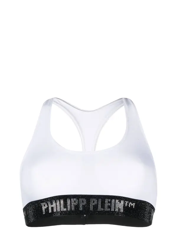 Philipp Plein Logo-embellished Cotton Sports Bra - White