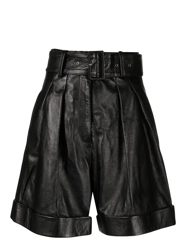 GOLDEN GOOSE Belted Wide-leg Shorts - Black