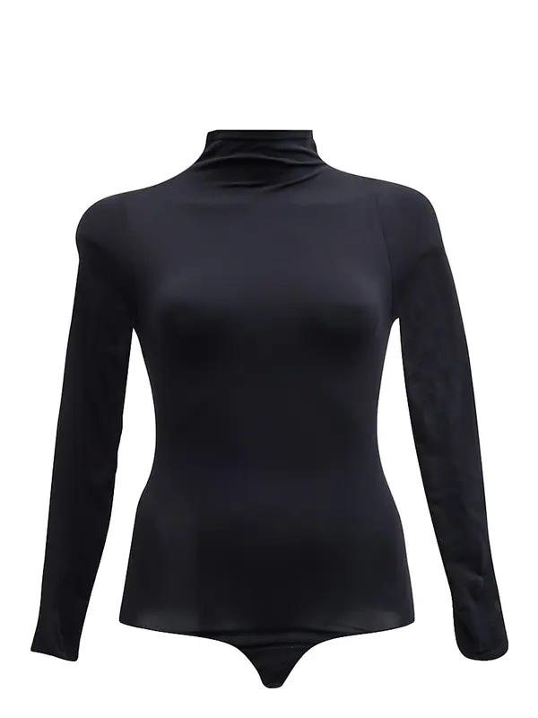 Commando Mock-neck Long-sleeve Ballet Bodysuit - Black