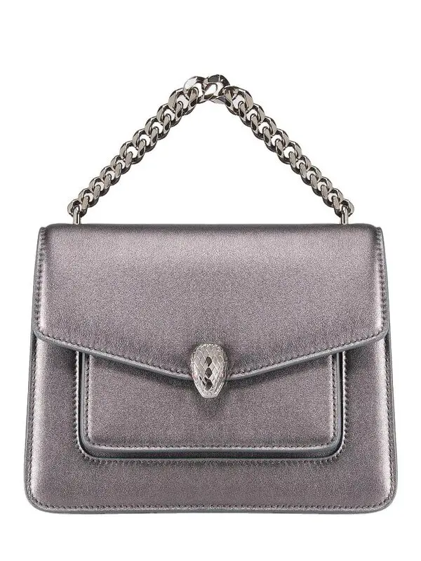 BVLGARI Serpenti Metallic Leather Top Handle Bag - Anthracite