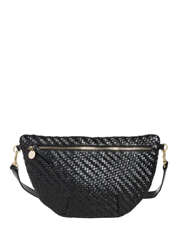 Clare V. Grande Fanny Pack - Black Woven Zig-zag