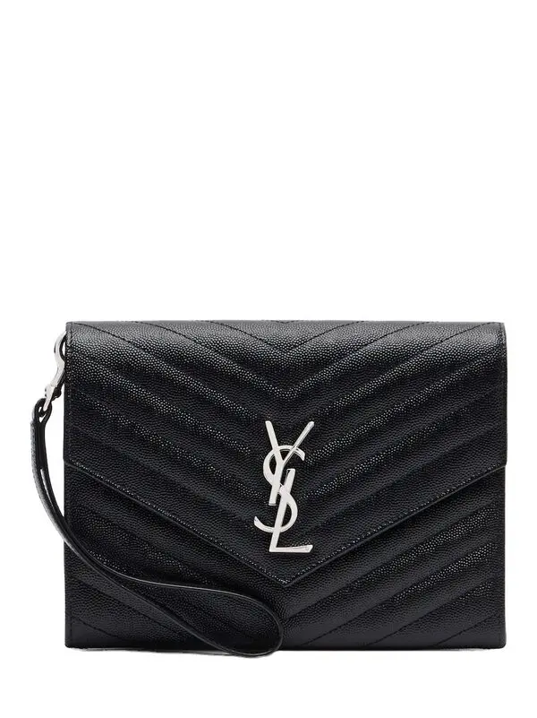 Saint Laurent Cassandre Leather Clutch - Black