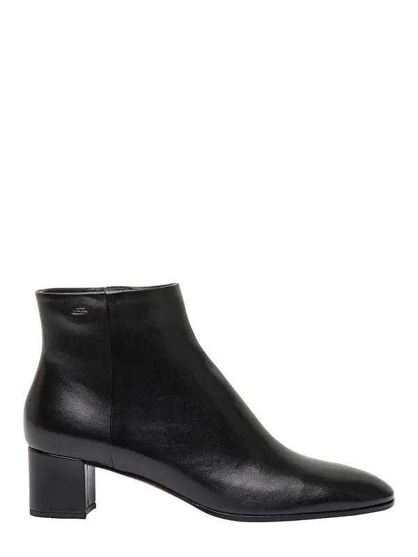 Santoni Halfrida Nappa Zip Ankle Booties - Black