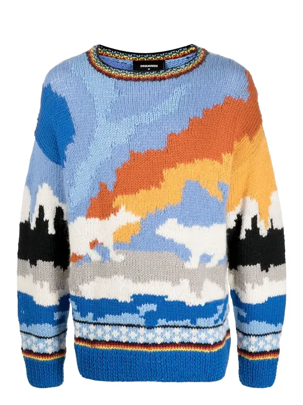 Dsquared2 Intarsia-knit Jumper - Blue