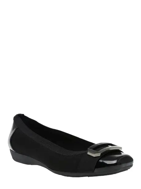 Anne Klein Geometric Buckle Flat - Black Combo Fb