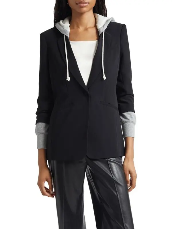 Cinq À Sept Hooded Khloe Jacket - Black/heather Grey