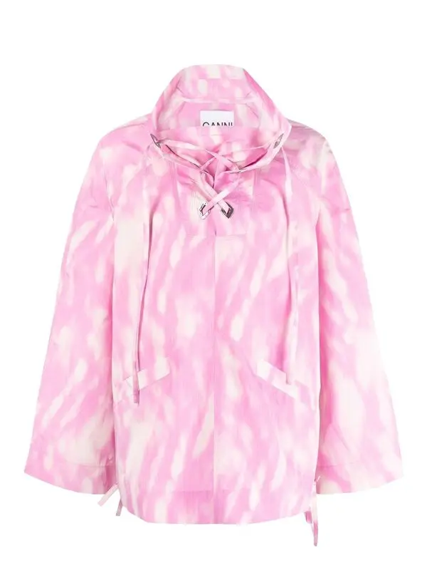 GANNI Oversized Tech Pullover Jacket - Pink