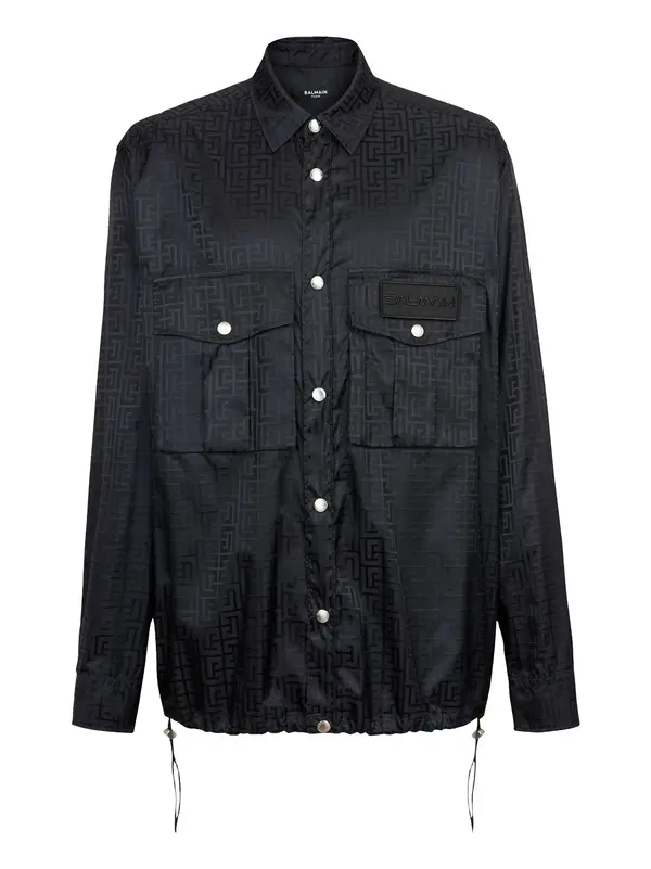 Balmain Monogram Button-up Over Shirt - Black
