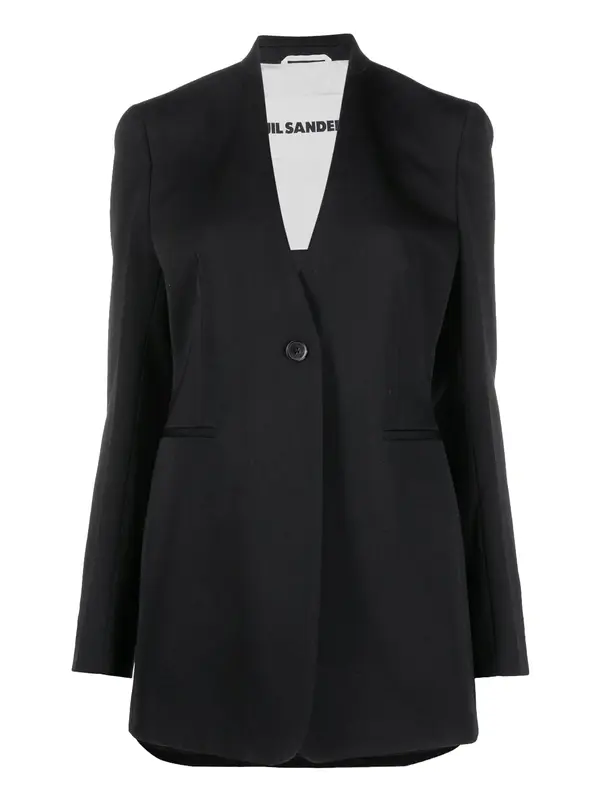 JIL SANDER Lapelless Single-breasted Blazer - Black