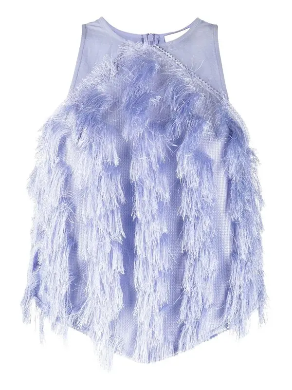 GANNI Fringe-detail Sleeveless Top - Purple