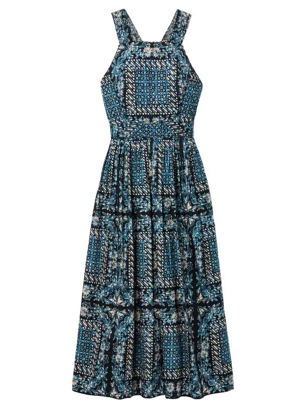 Ulla Johnson Kerani Open-back Printed Cotton-poplin Midi Dress - Blue