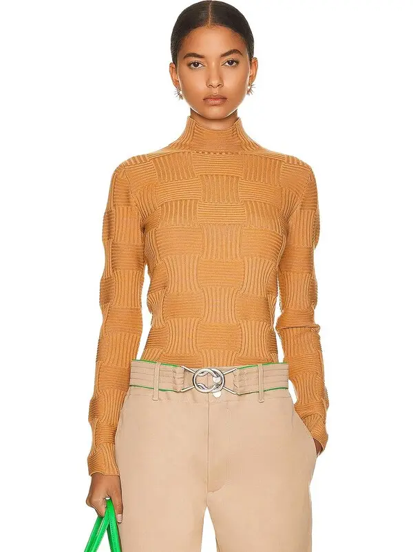 Bottega Veneta Lightweight Turtleneck Sweater - Camel & Butterscotch