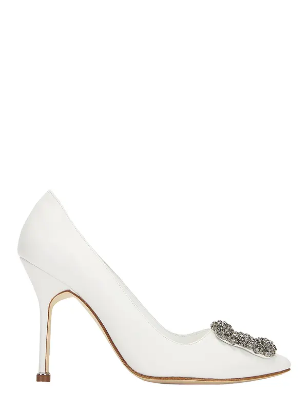 Manolo Blahnik Hangisi 105 Heel - White