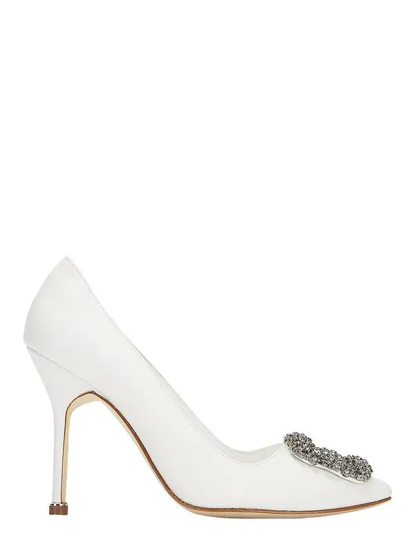 Manolo Blahnik Hangisi 105 Heel - White