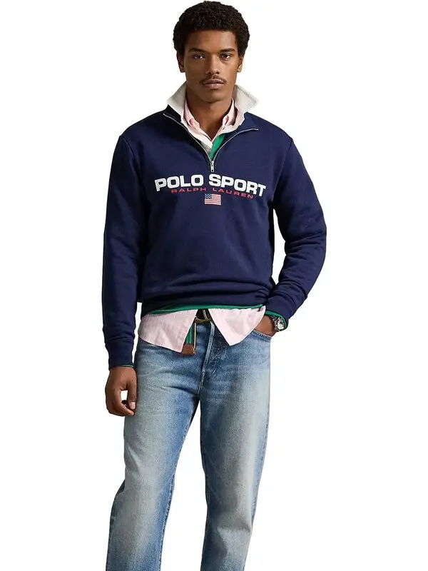 Ralph Lauren Polo Sport Fleece Quarter-zip Sweatshirt - Cruise Navy/white