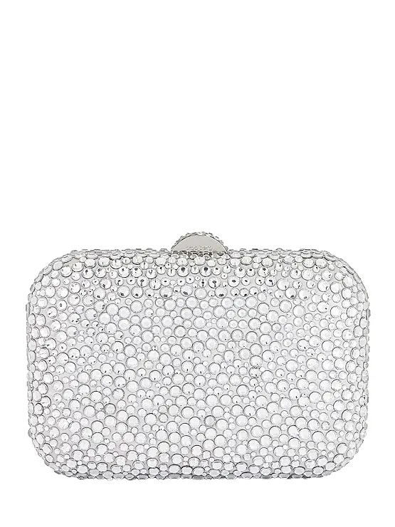 OLGA BERG Casey Hot Fix Encrusted Clutch - Silver