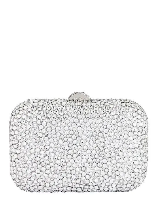 OLGA BERG Casey Hot Fix Encrusted Clutch - Silver