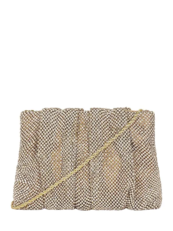 LOEFFLER RANDALL Crystal Gathered Flat Clutch - Gold
