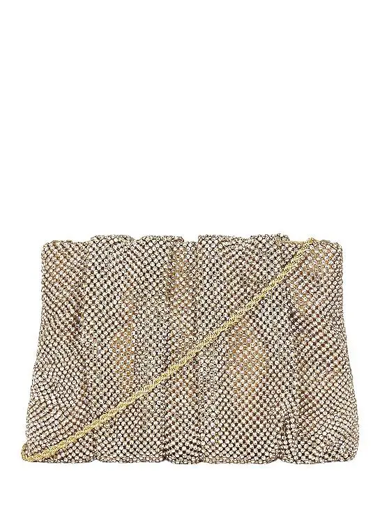 LOEFFLER RANDALL Crystal Gathered Flat Clutch - Gold