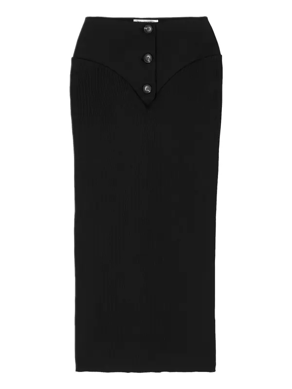 RENAISSANCE RENAISSANCE Jersey And Twill Midi Skirt - Black