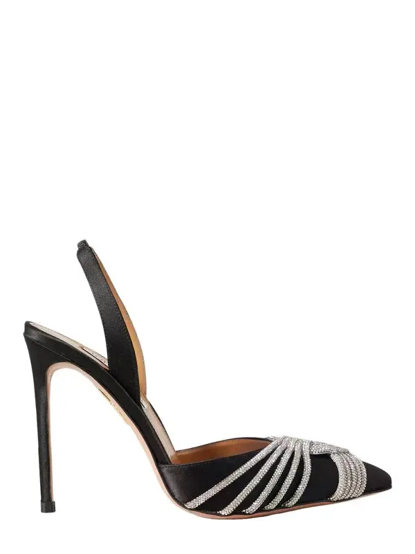 AQUAZZURA Gatsby 105 Crystal-embellished Slingback Pumps - Black