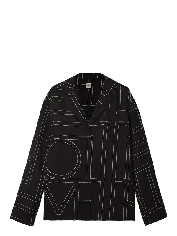 TOTEME Embroidered Silk-twill Shirt - Black