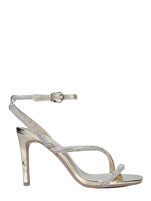 Carvela Paparazzi Crystal-embellished Faux-leather Heeled Sandals - Gold