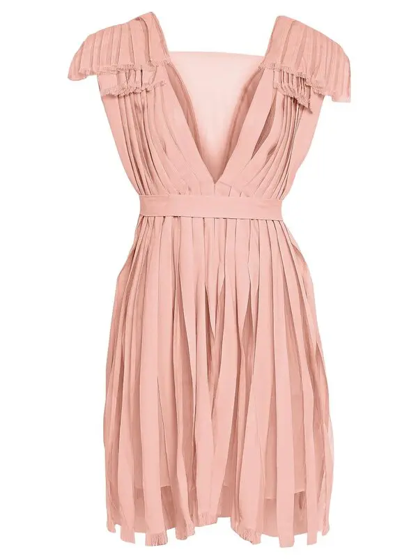 Stella McCartney Pleated Paneled Crepe And Tulle Mini Dress - Baby Pink