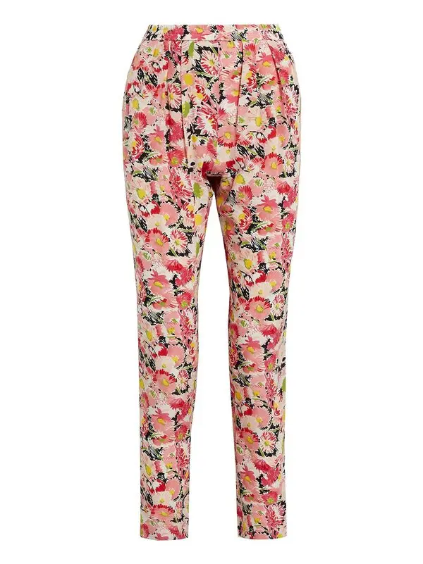 Stella McCartney Floral-print Silk-crepe Tapered Pants - Pink