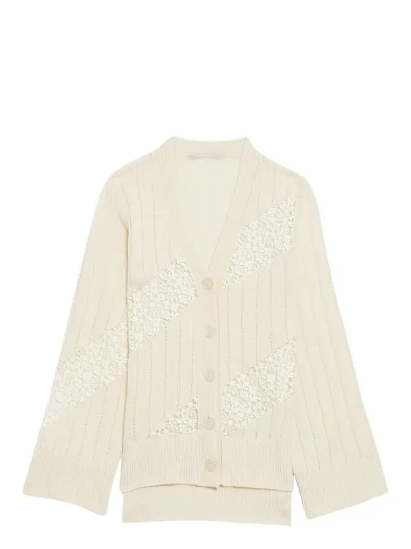 Stella McCartney Lace-trimmed Cashmere And Wool-blend Cardigan - Ecru
