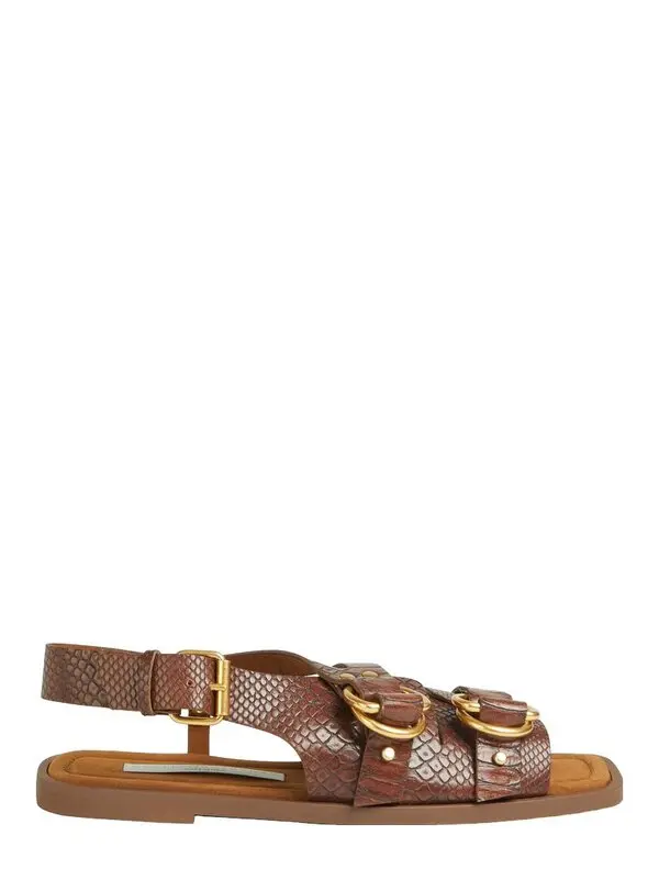 Stella McCartney Croc-effect Slingback Sandals - Brown