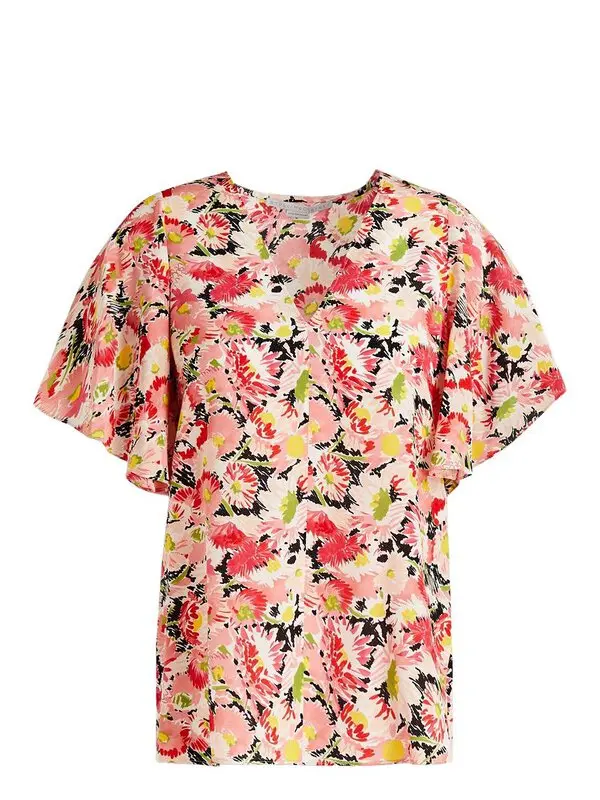 Stella McCartney Floral-print Silk Crepe De Chine Top - Pastel Pink