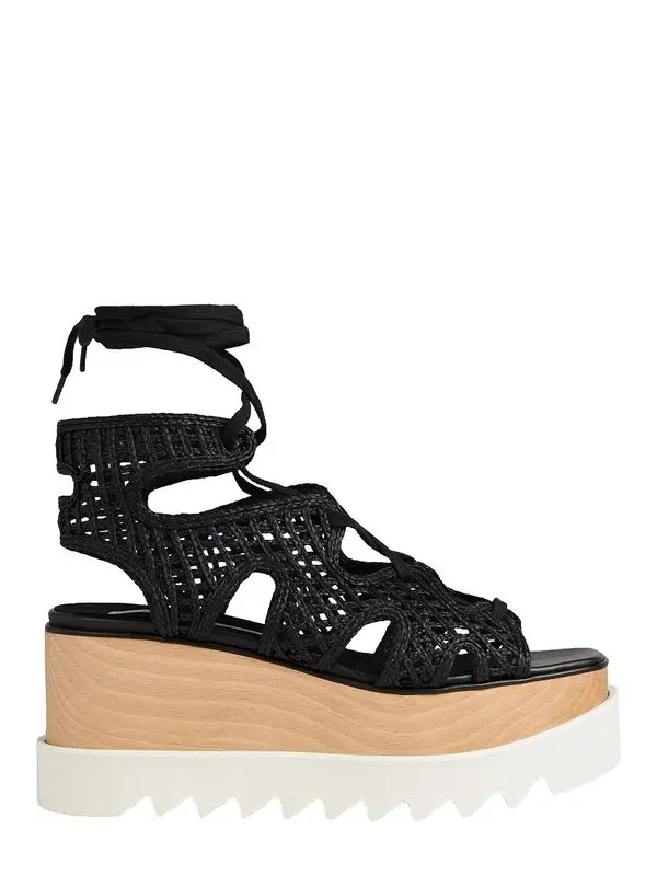 Stella McCartney Lace-up Woven Platform Sandals - Black