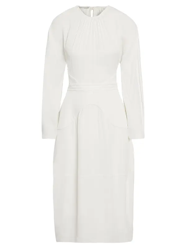 Stella McCartney Gathered Cutout Crepe Midi Dress - White