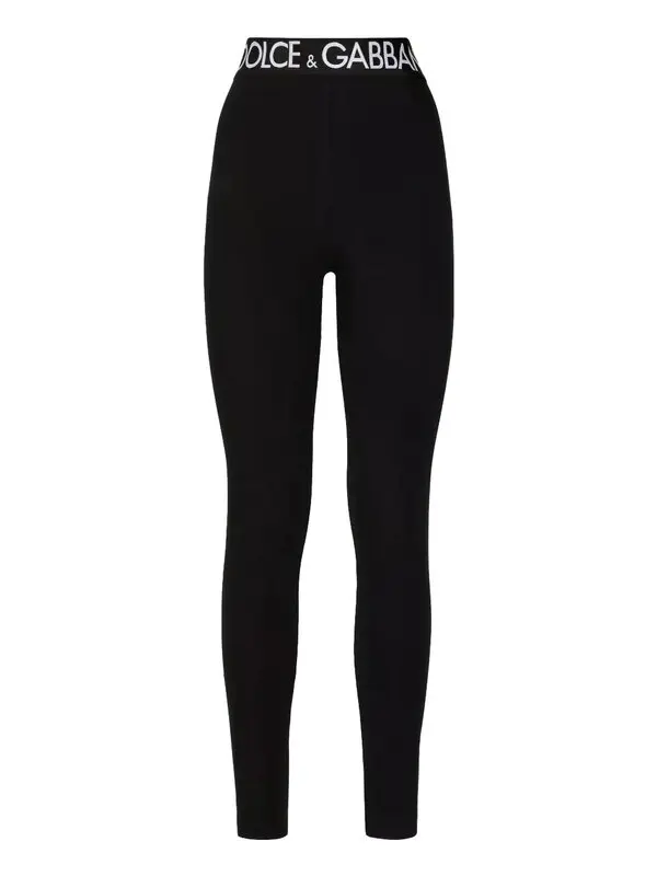 Dolce & Gabbana Logo-waistband Jersey Leggings - Black