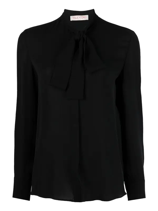 Valentino Garavani Silk Georgette Tie Blouse - Black