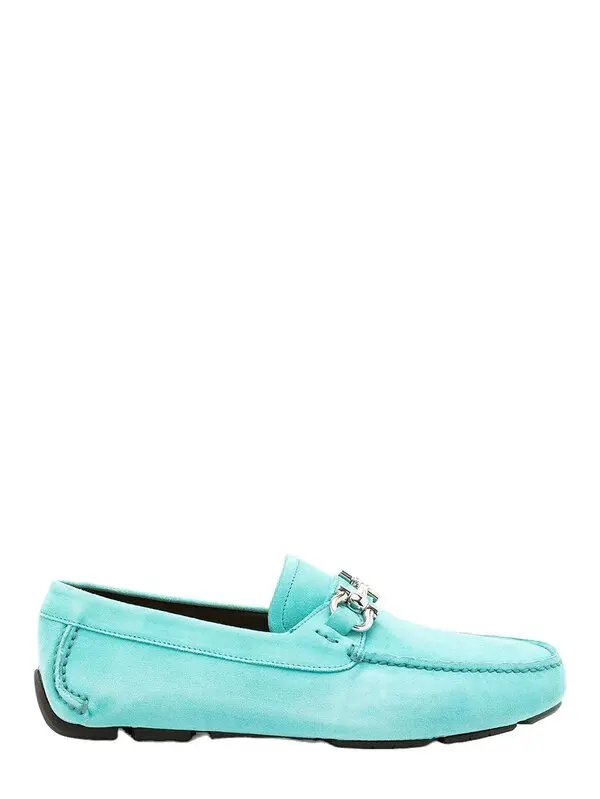 FERRAGAMO Gancini Leather Loafers - Turquoise