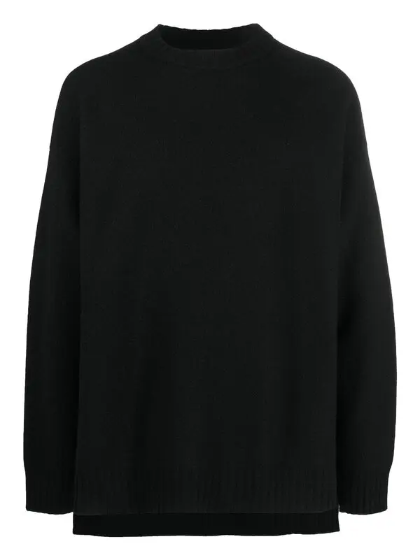 JIL SANDER Split-hem Crew-neck Jumper - Black
